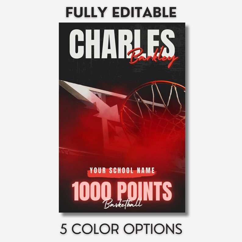 1000 Point Basketball Banner Career Wins Canva Template Senior Night ...