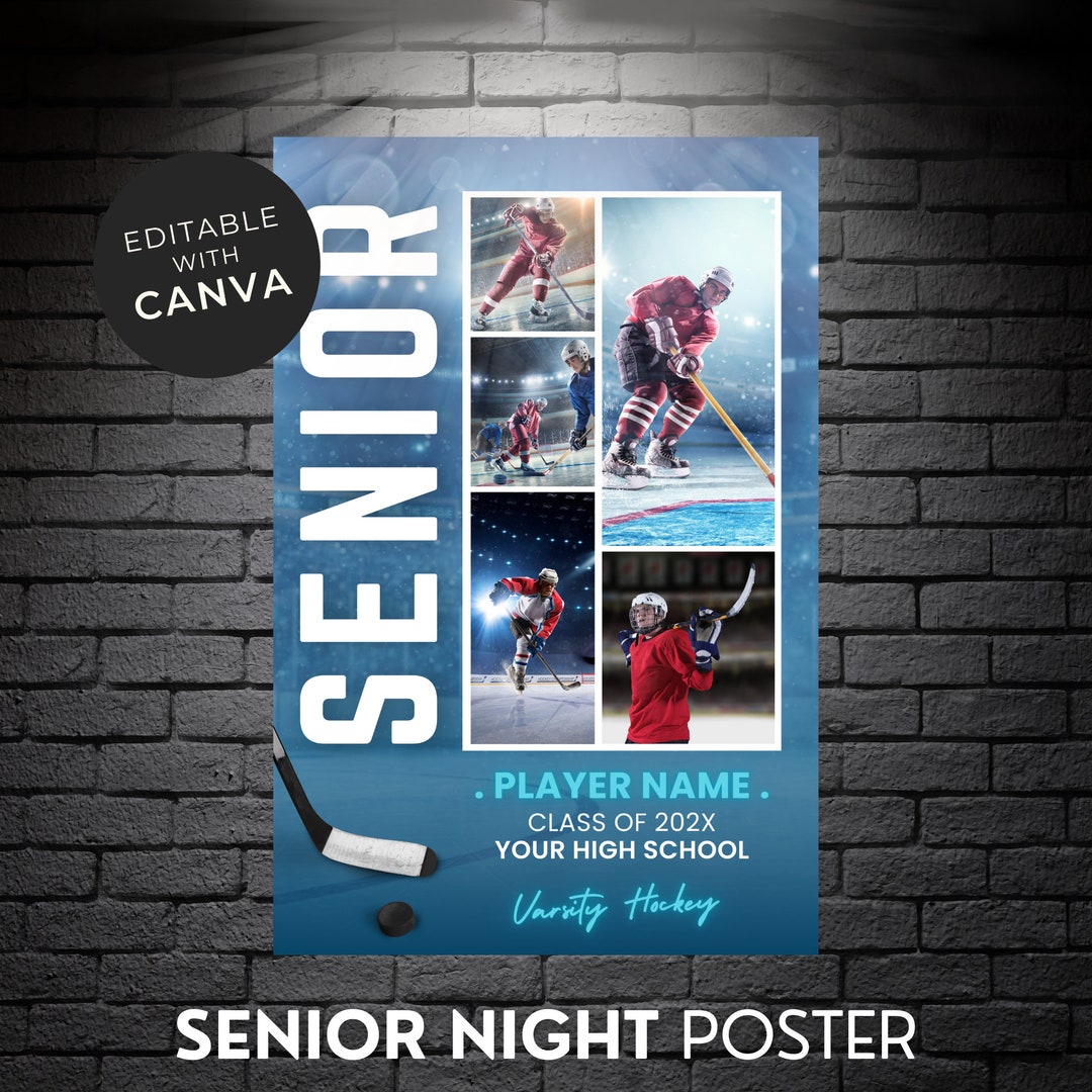 Hockey Photo Collage Editable Poster Senior Sports Banner Poster ...