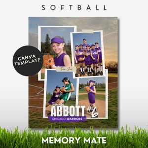 Softball Memory Mate Canva Template Softball Senior Night Gift Softball ...