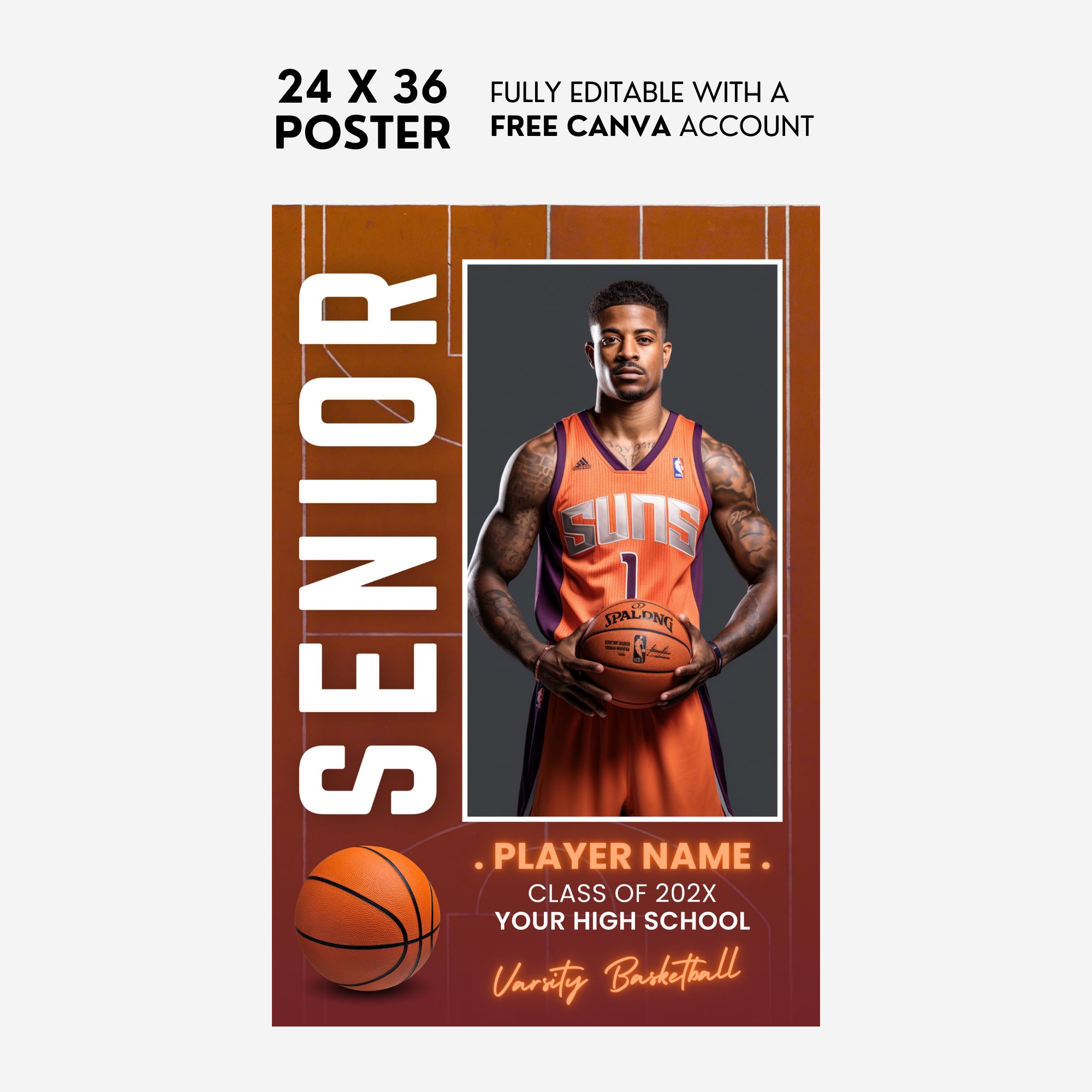 Senior Night Poster Template for Basketball High School Senior Banner ...