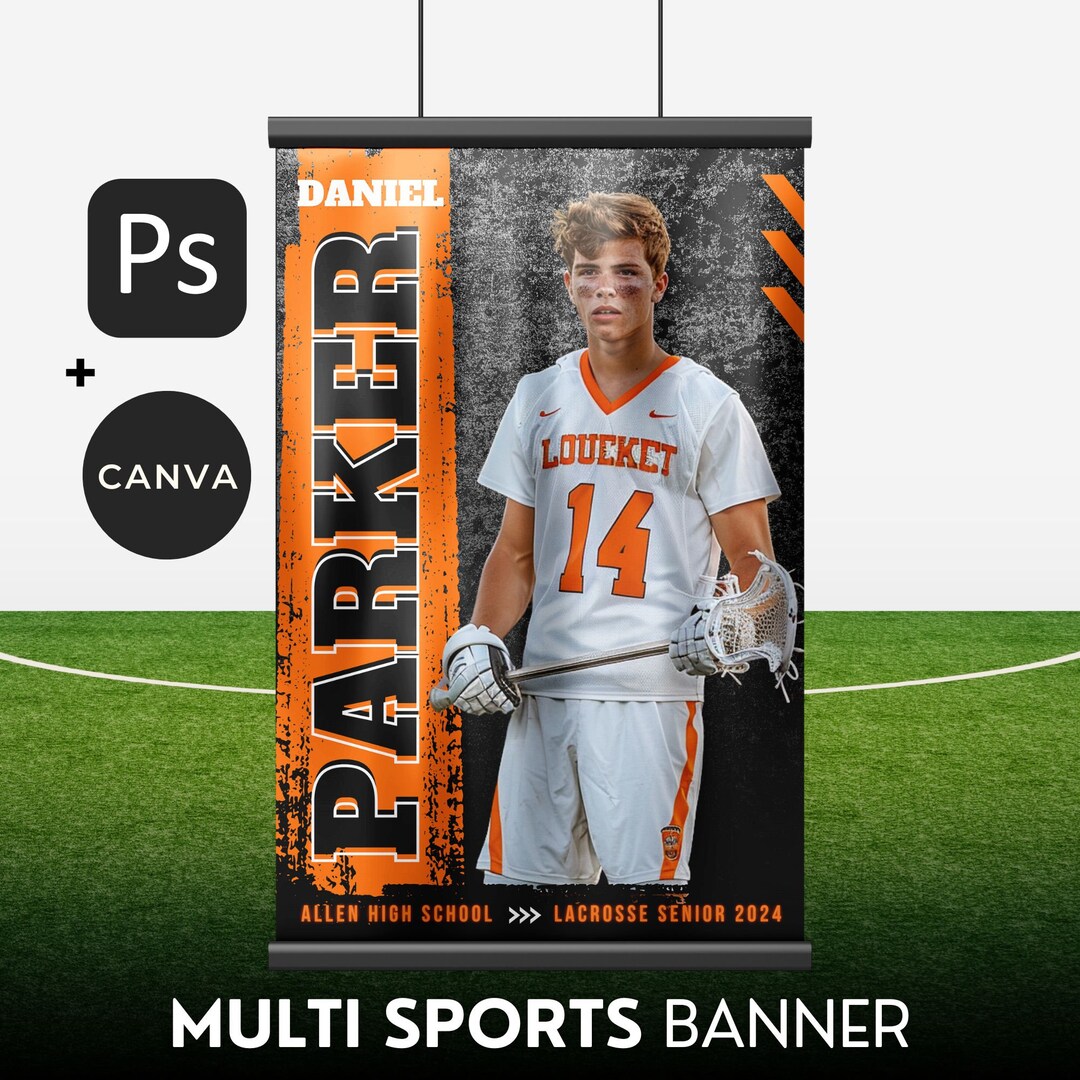 Lacrosse Banner Template Senior Sport Banner Canva Photoshop Template ...