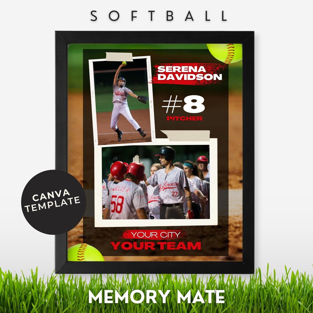 Softball Memory Mate Canva Template Softball Photo Collage Softball ...