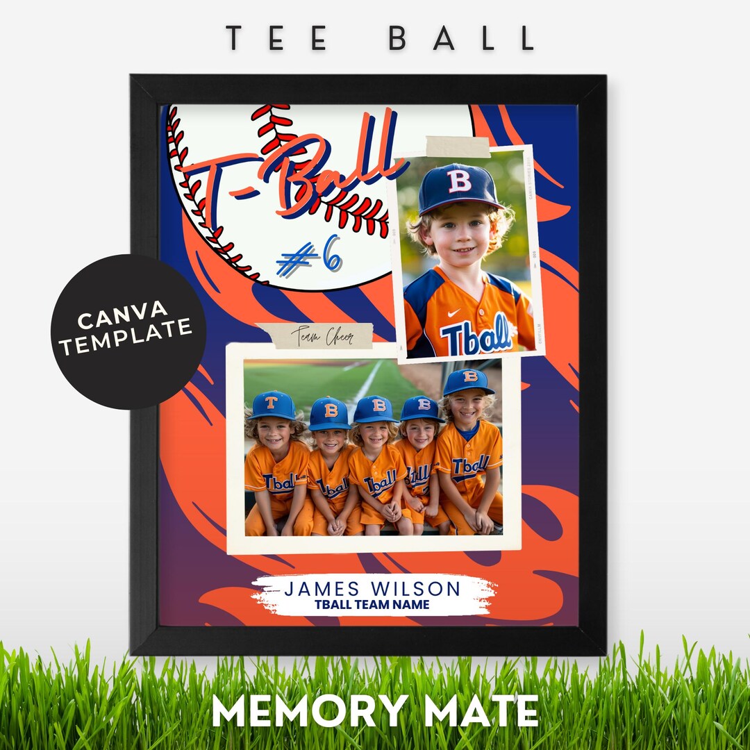 T-ball Memory Mate Template, Editable Photo Collage (digital Download ...