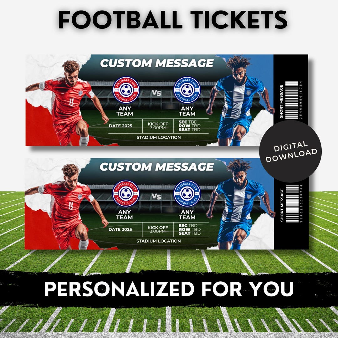 Football Ticket Gift Soccer Personalized for Any MLS, MLF, Liga Mayor ...