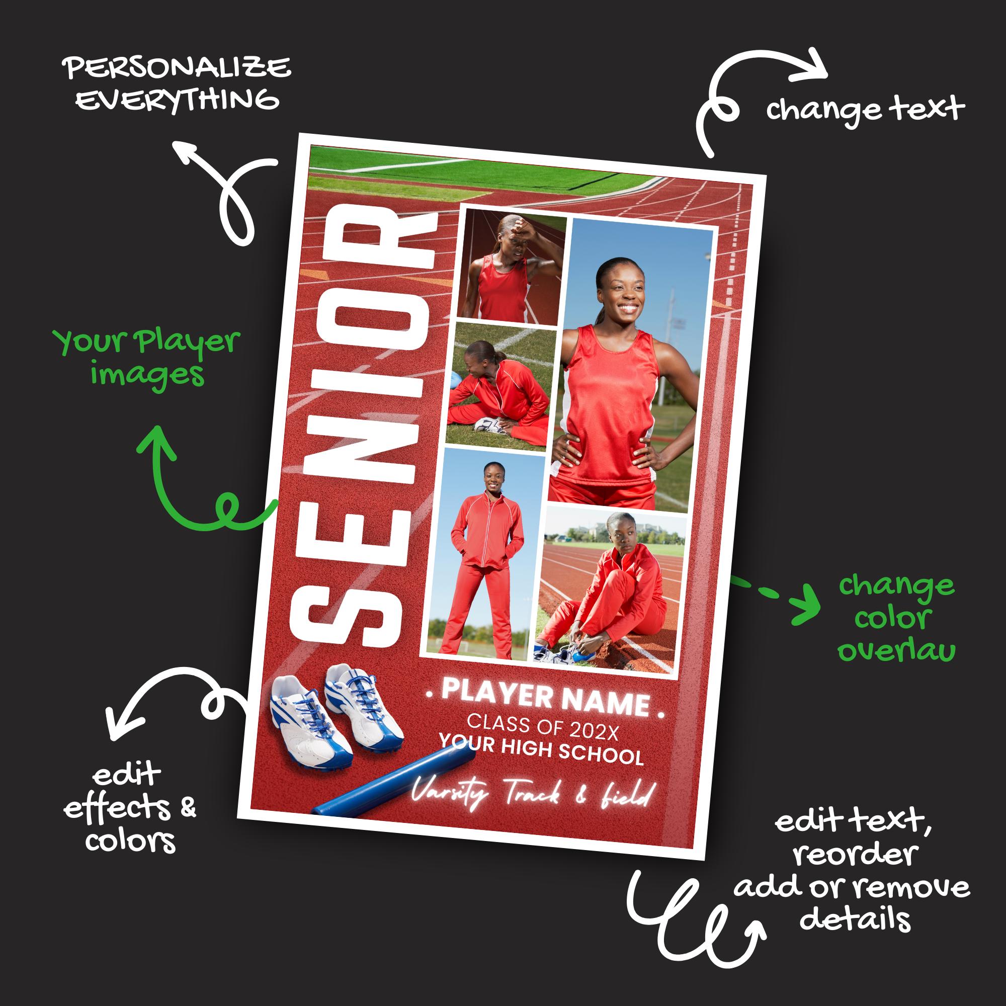 Track and Field Senior Night Poster Template, Photo Collage (24X36 ...