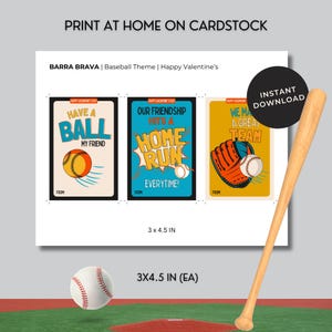 Baseball Valentine Cards Classroom Exchange DIY Instant Download ...