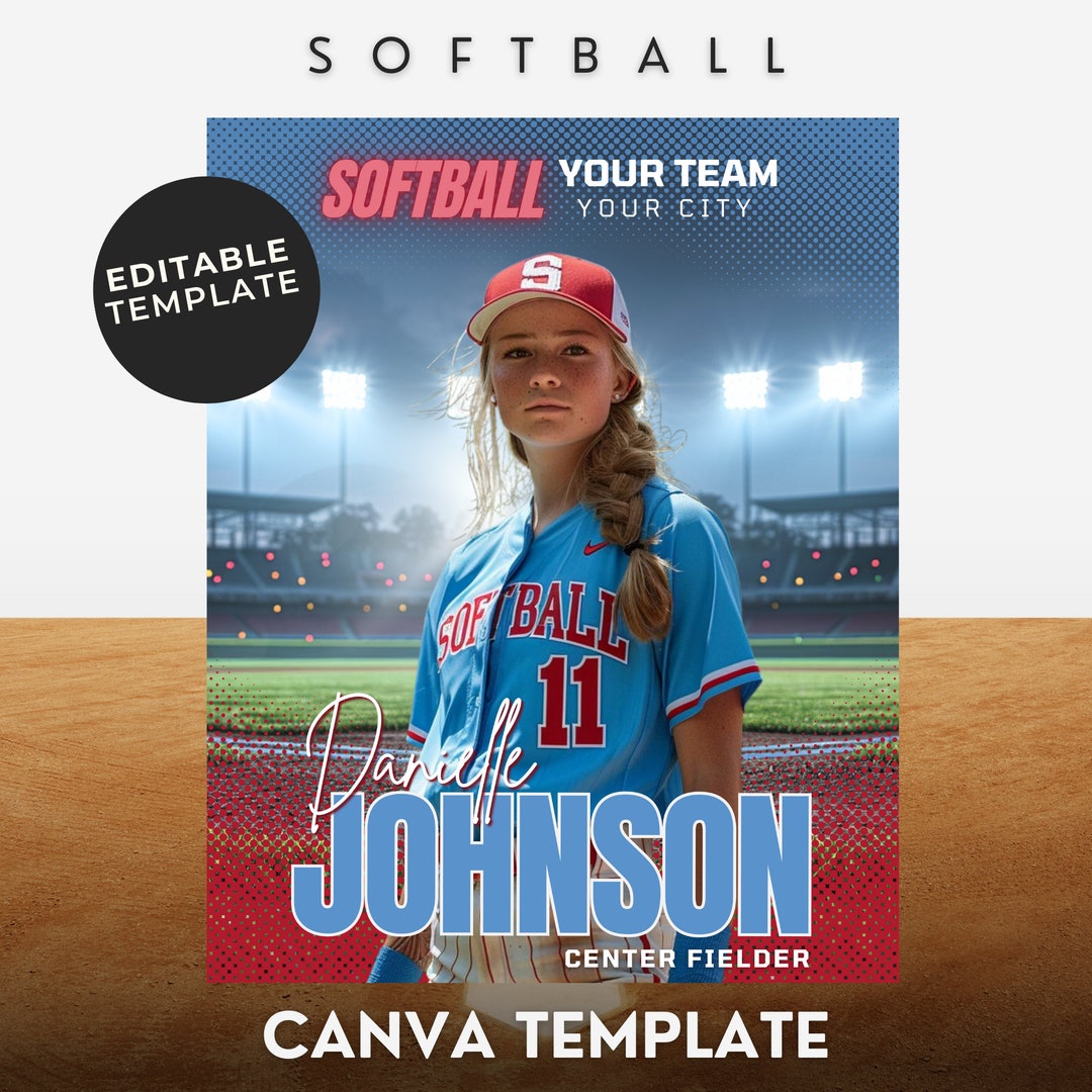 Softball Template Canva Sports Poster or Softball Banner Photo Editable ...