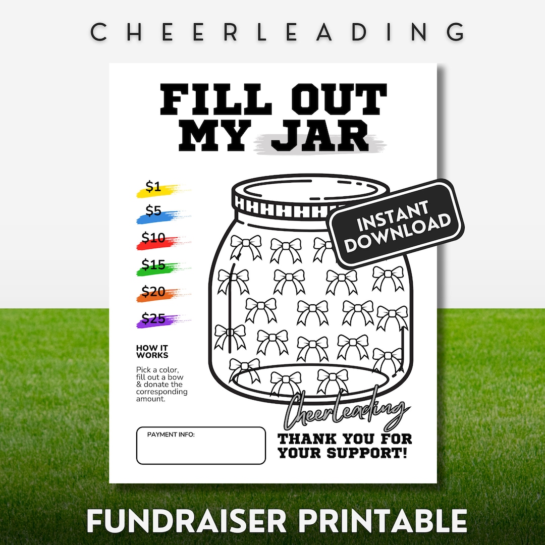 Cheer Fundraiser Fill My Bow Fill My Jar Fundraiser Donation Printable ...