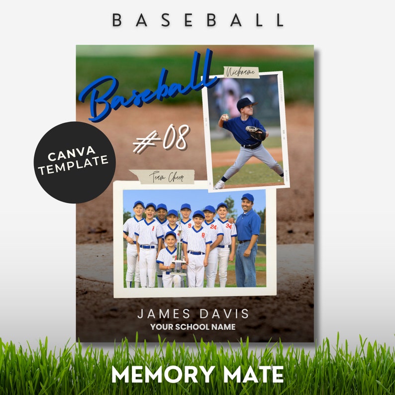 Baseball Photo Collage Editable Template Team Banquet Handout DIY Coach ...