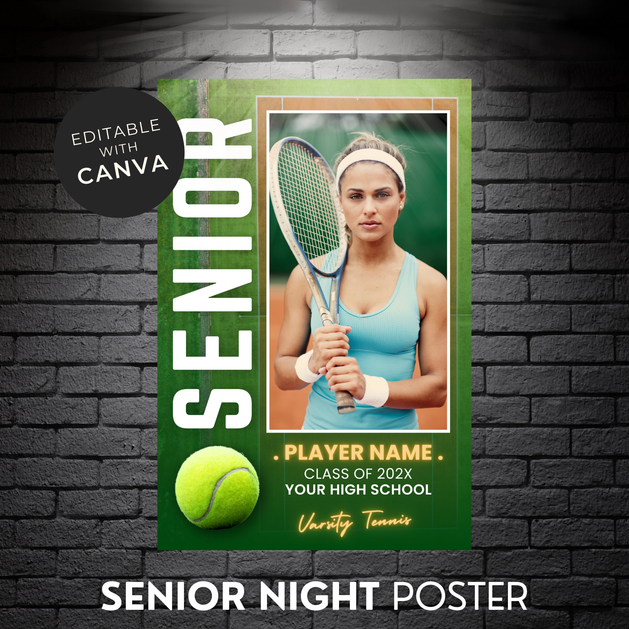 Tennis Senior Night Poster Canva Template Custom Tennis Sports Poster ...