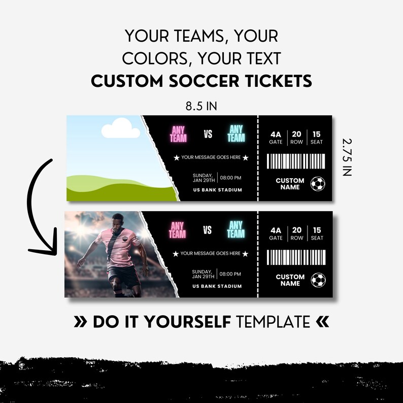 Soccer Ticket Template DIY Gift Surprise Ticket for Any Soccer Team ...