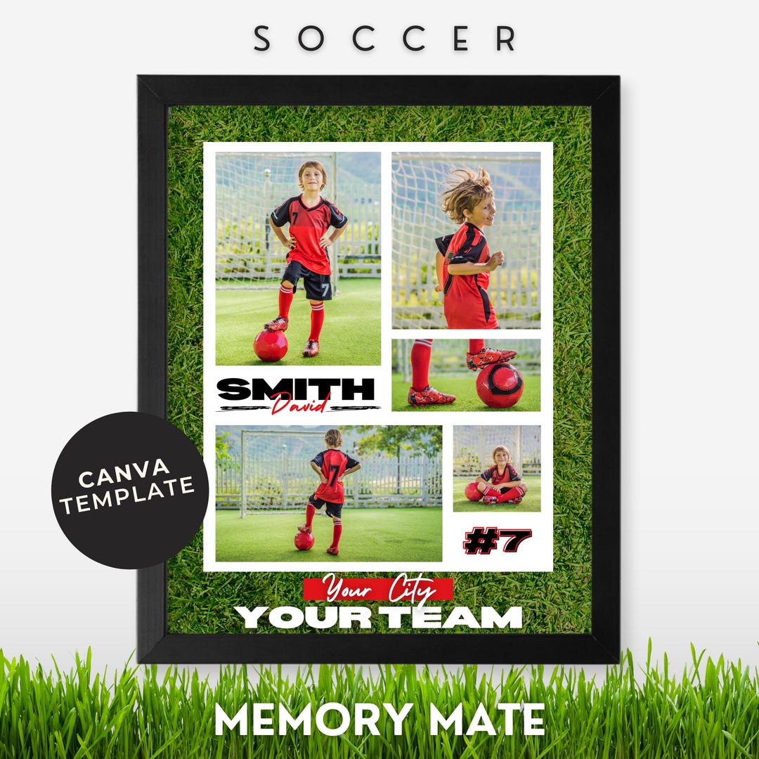 Soccer Memory Mate Editable Canva Template Soccer Picture Frame Soccer ...