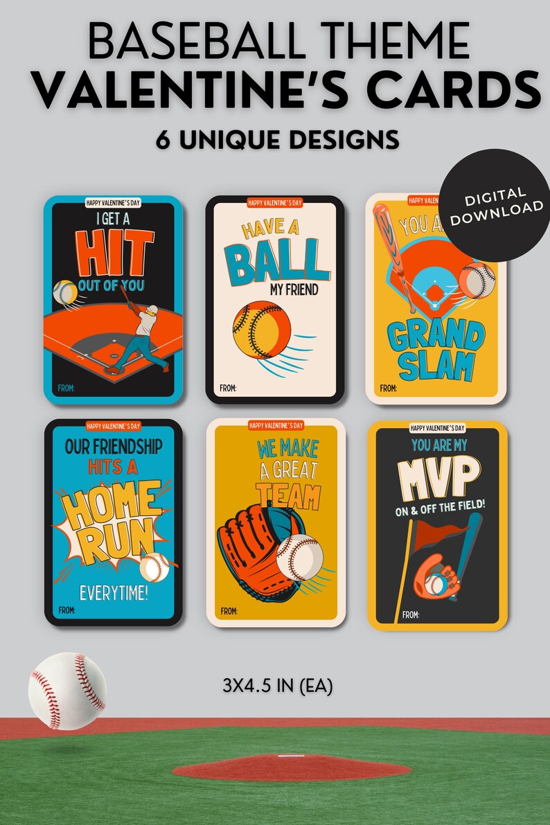 Baseball Valentine Cards Classroom Exchange DIY Instant Download ...