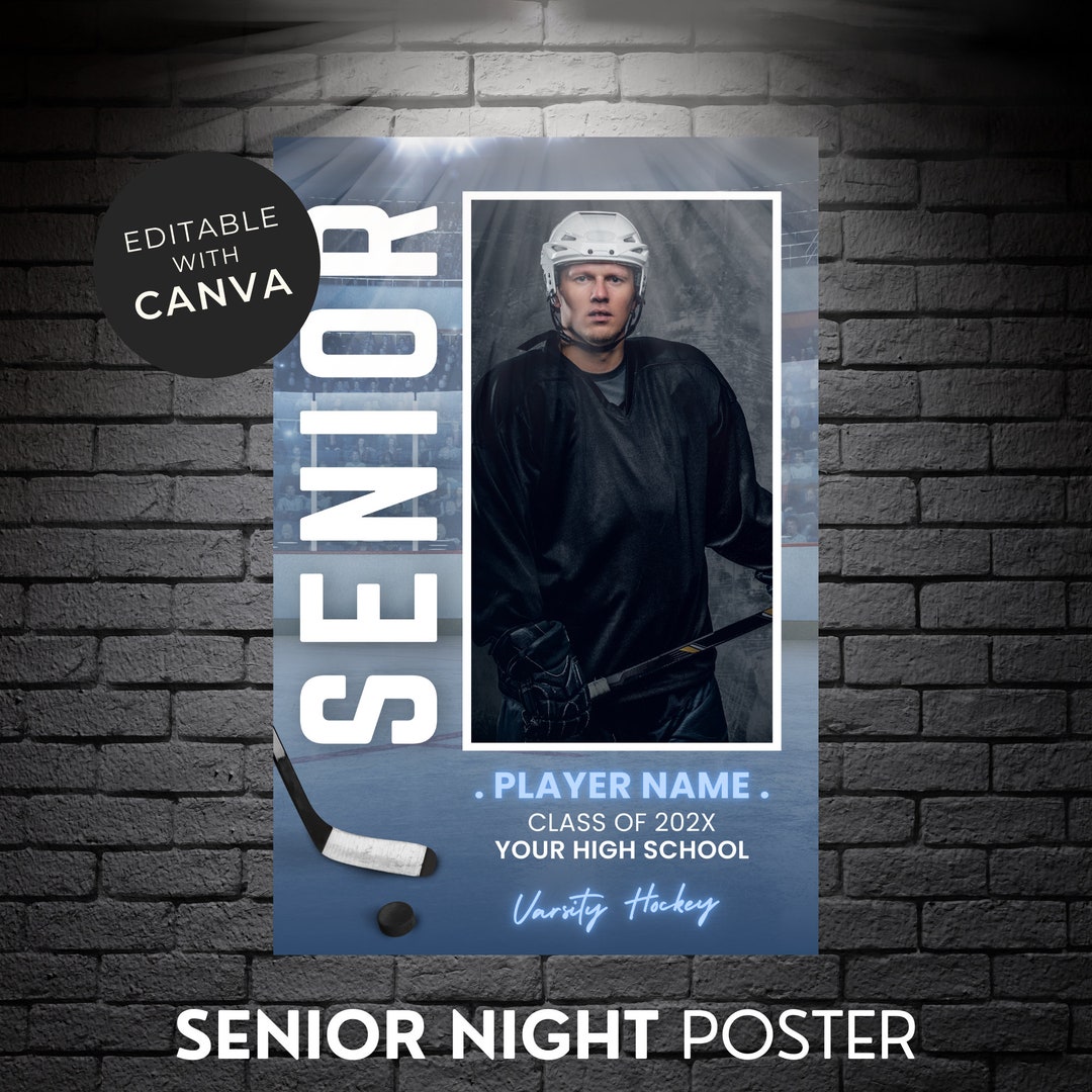 Hockey Senior Night Posters Template Senior Banner Canva Photo Collage ...