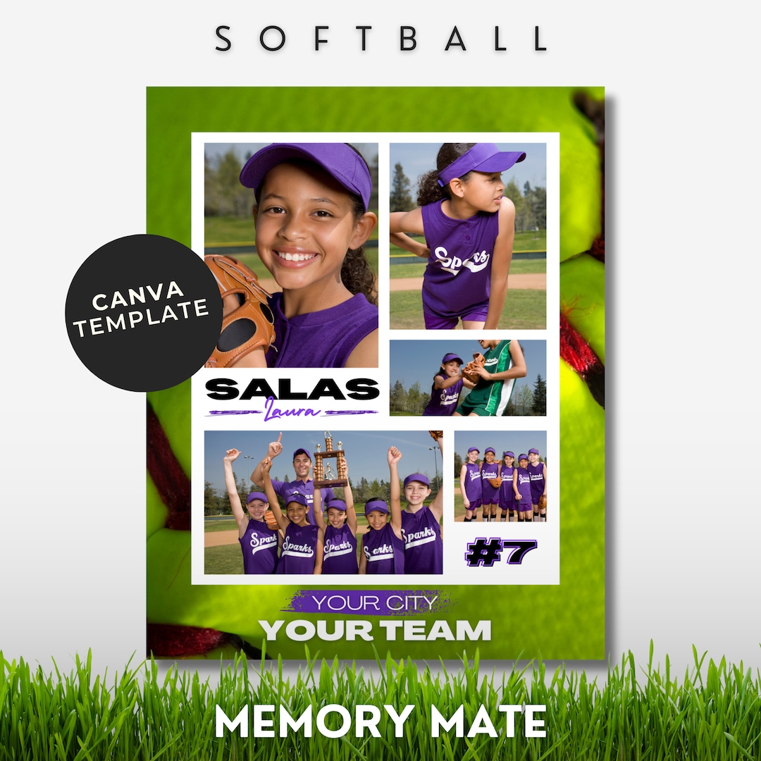 Softball Photo Collage Template, Team Gift (canva Digital Download) - Etsy