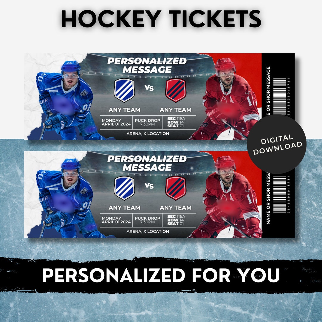 Hockey Ticket Personalized NHL Hockey Game Ticket for ANY TEAMS Fake ...