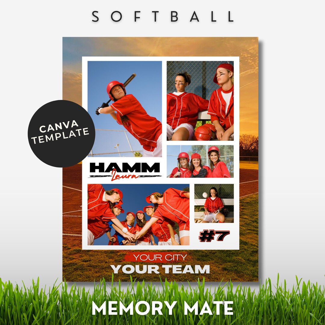 Softball Memory Mate Canva Template Canva Photo Collage Softball Team ...
