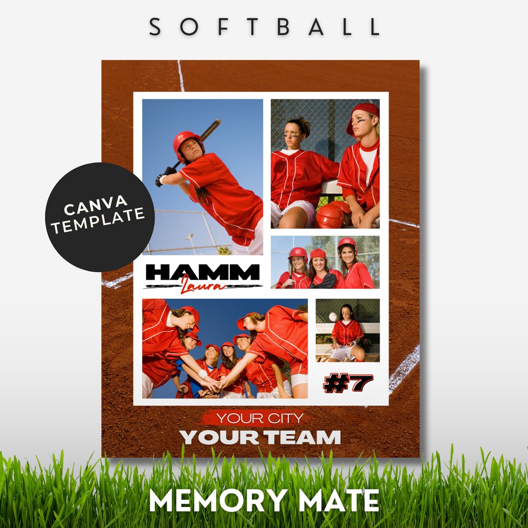 Softball Memory Mate Photo Template Sport Team Softball Team Gift ...