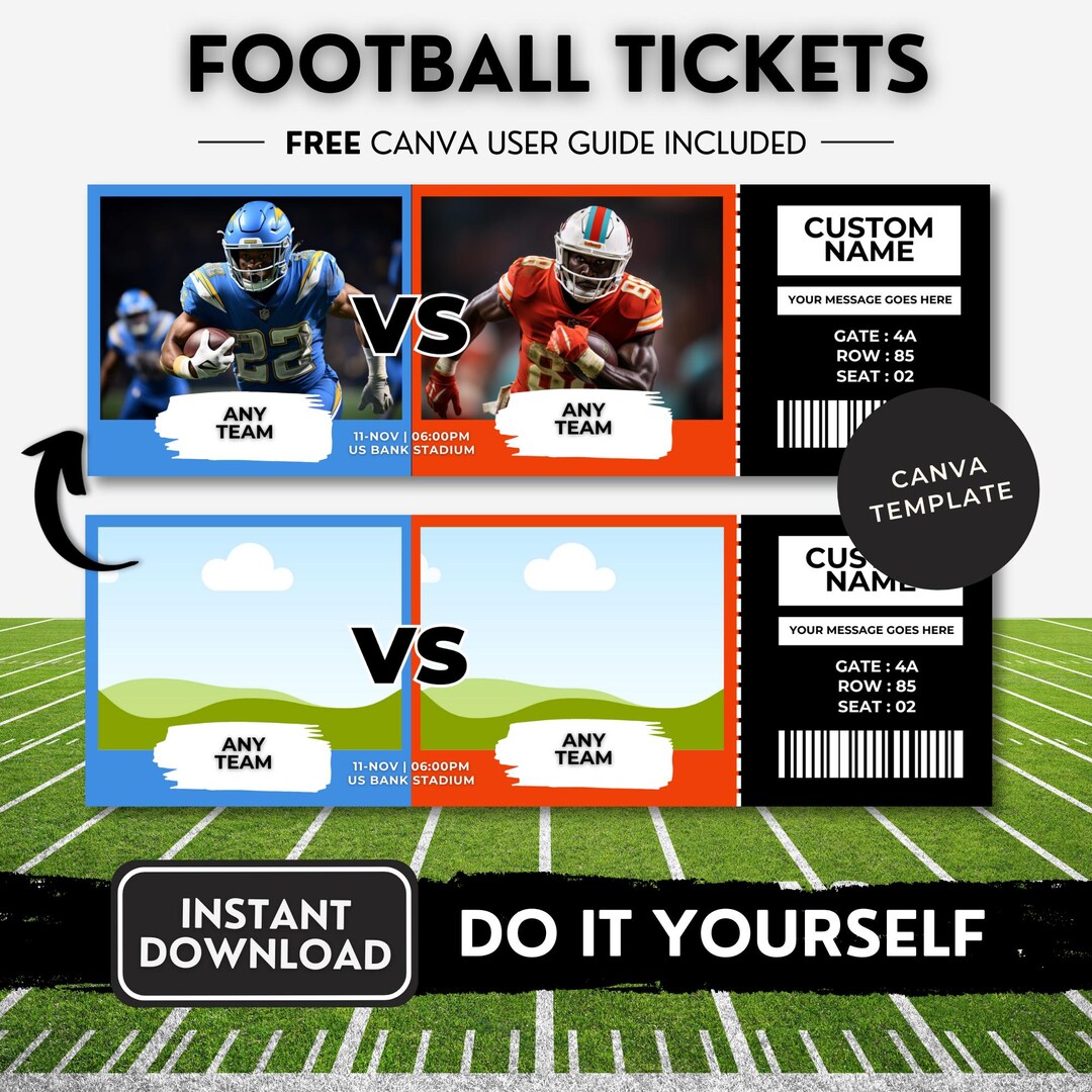 Editable Sports Ticket Template Football Basketball Soccer Last Minute ...