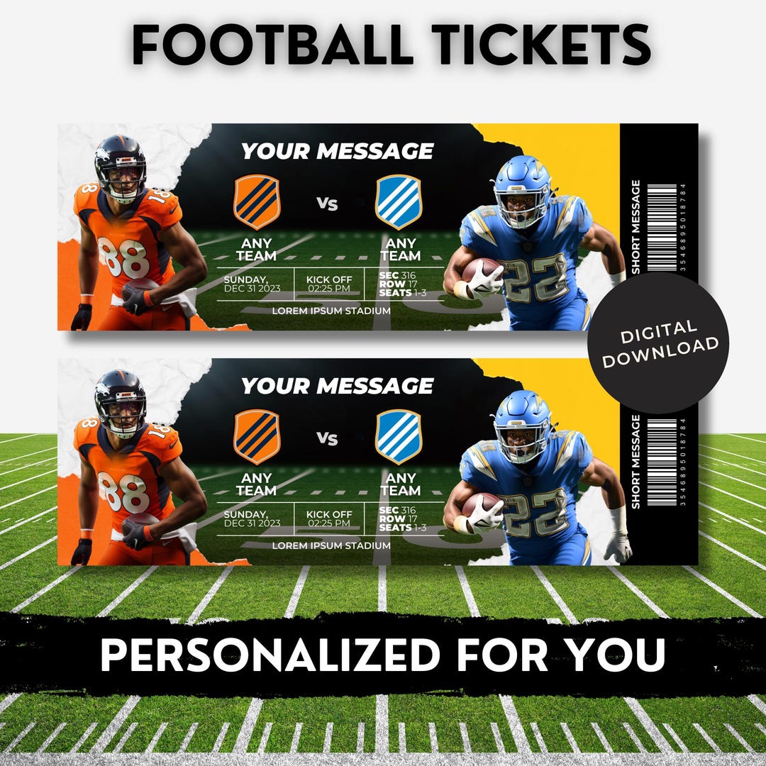 Personalized Football Ticket Gift for Any Football Game Custom Ticket ...