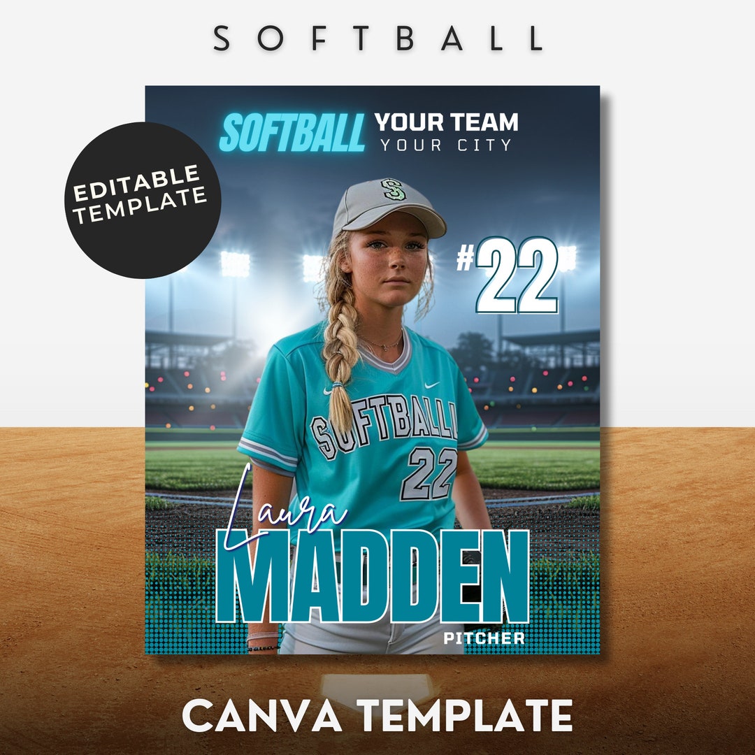 Softball Poster Template Canva Sports Banner Photo Senior Night Sports ...