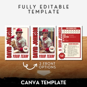 Baseball Card Canva Template With Player Stats Fully Editable Vintage ...
