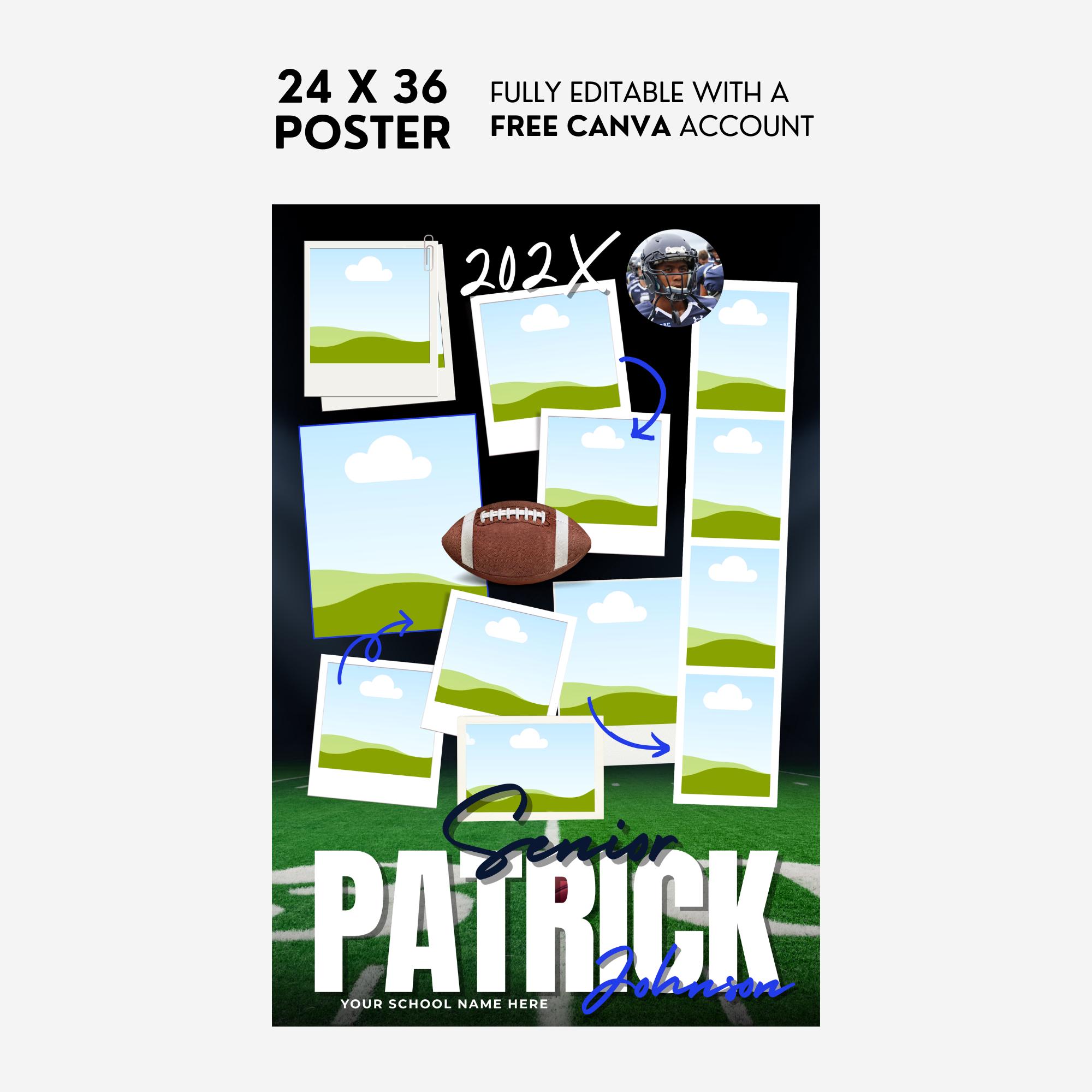 Football Senior Night Collage Poster Photo Template Senior Night Gift ...
