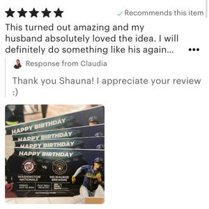 Custom Baseball Ticket Personalized for ANY TEAM MLB Game Ticket Stub ...