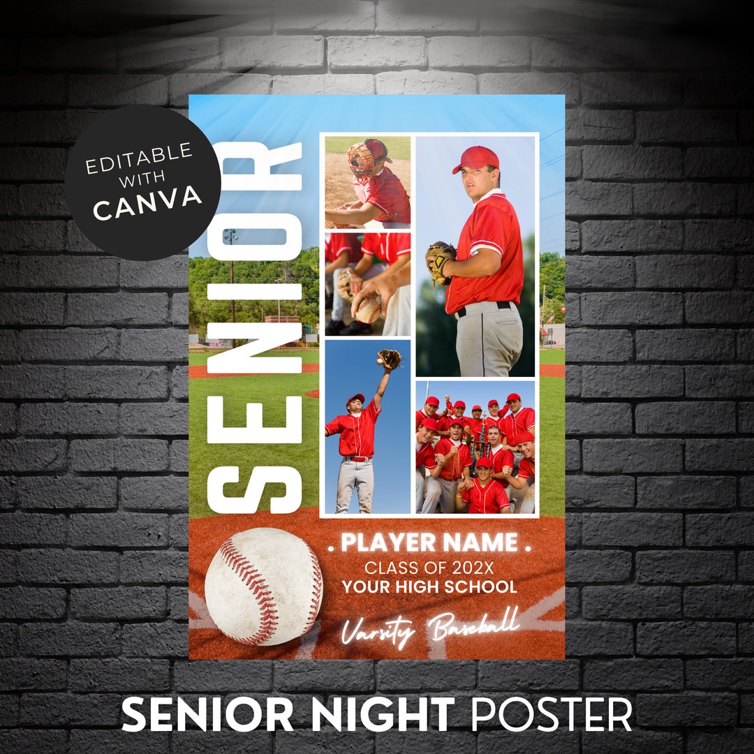 Senior Night Poster for Baseball Photo Collage Canva Template Sports ...