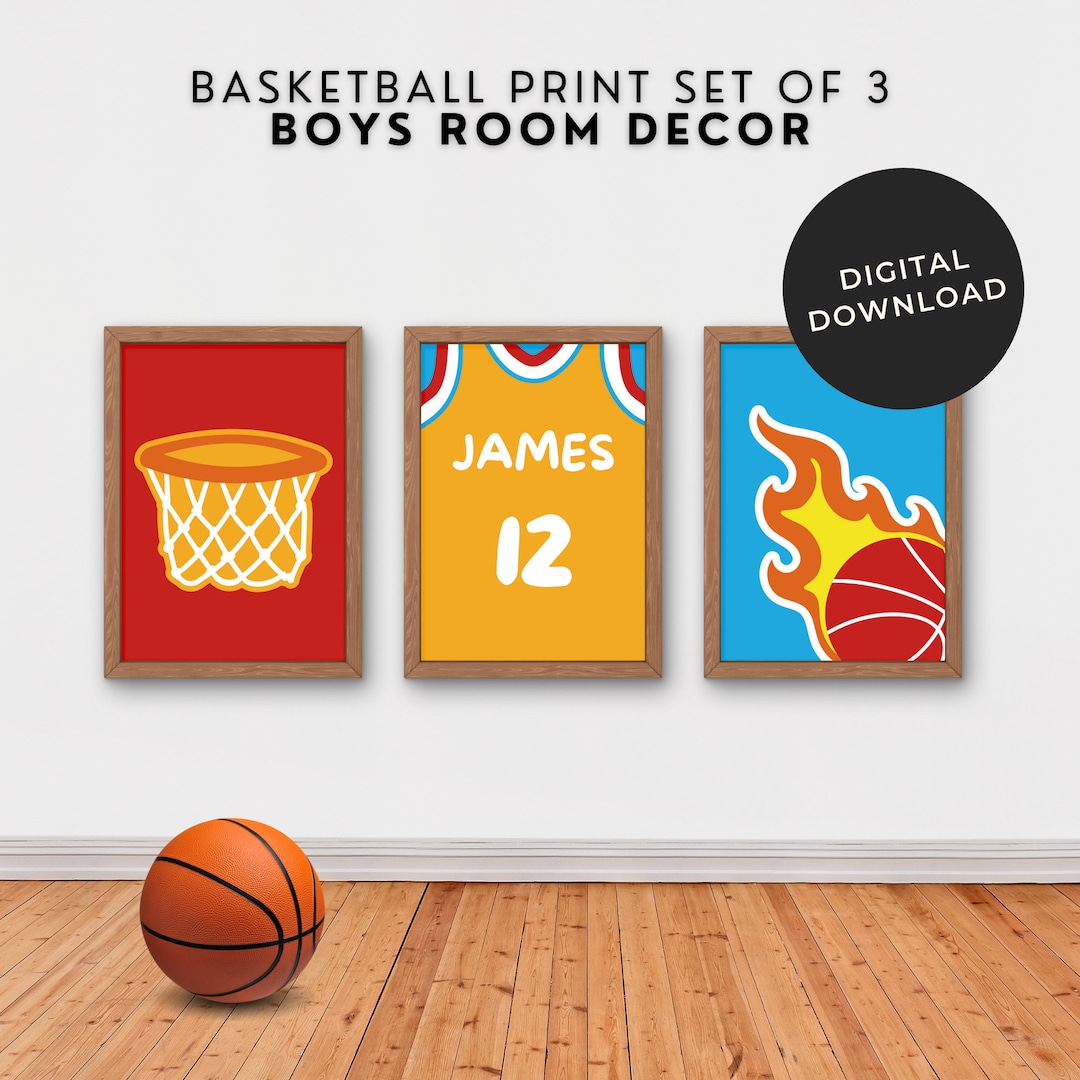 Basketball Decor Boys Room Basketball Wall Art 3 Piece Poster Wall Art ...