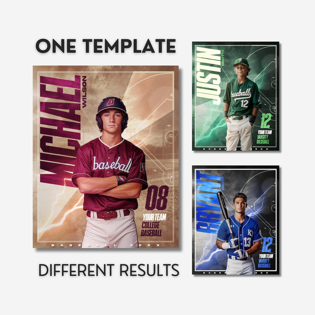 Baseball Photoshop Poster Template Senior Banner Sports Poster Editable ...