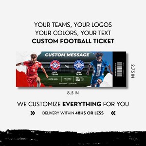 Football Ticket Gift Soccer Personalized for Any MLS, MLF, Liga Mayor ...
