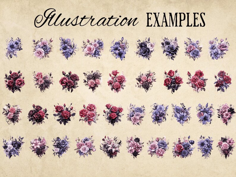 77 PNG Watercolor Gothic Flowers Clipart, Gothic Floral Clip Art ...