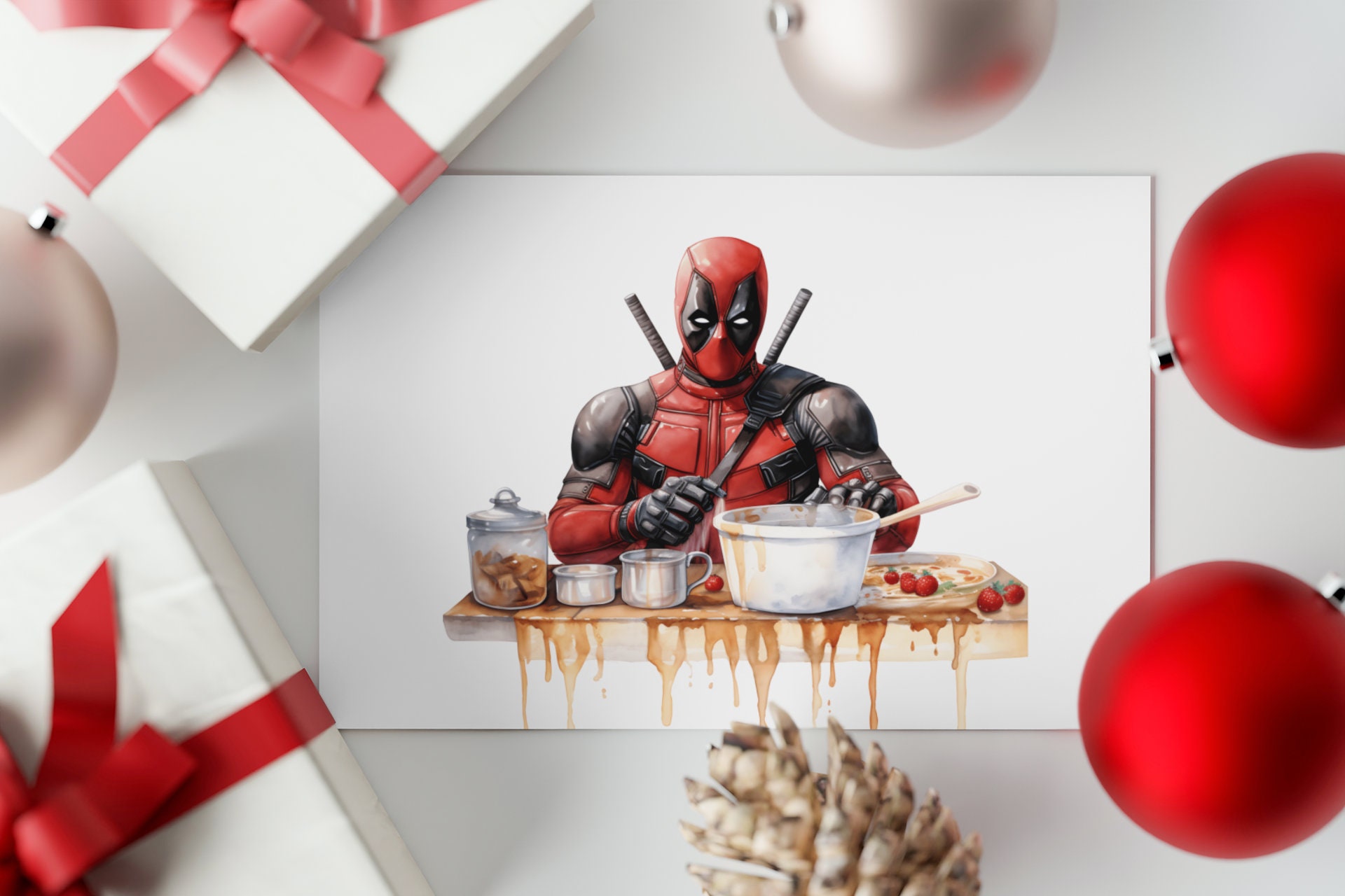 34 Watercolor Christmas Deadpool, Images for Printing, Christmas PNG ...