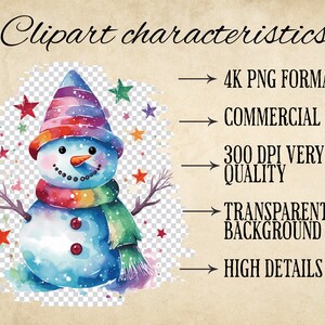 32 Watercolor Rainbow Snowman Christmas Clipart, Winter Clipart Bundle ...
