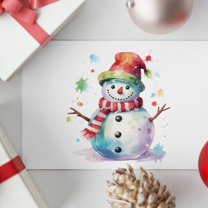 32 Watercolor Rainbow Snowman Christmas Clipart, Winter Clipart Bundle ...
