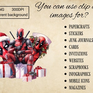 34 Watercolor Christmas Deadpool, Images for Printing, Christmas PNG ...