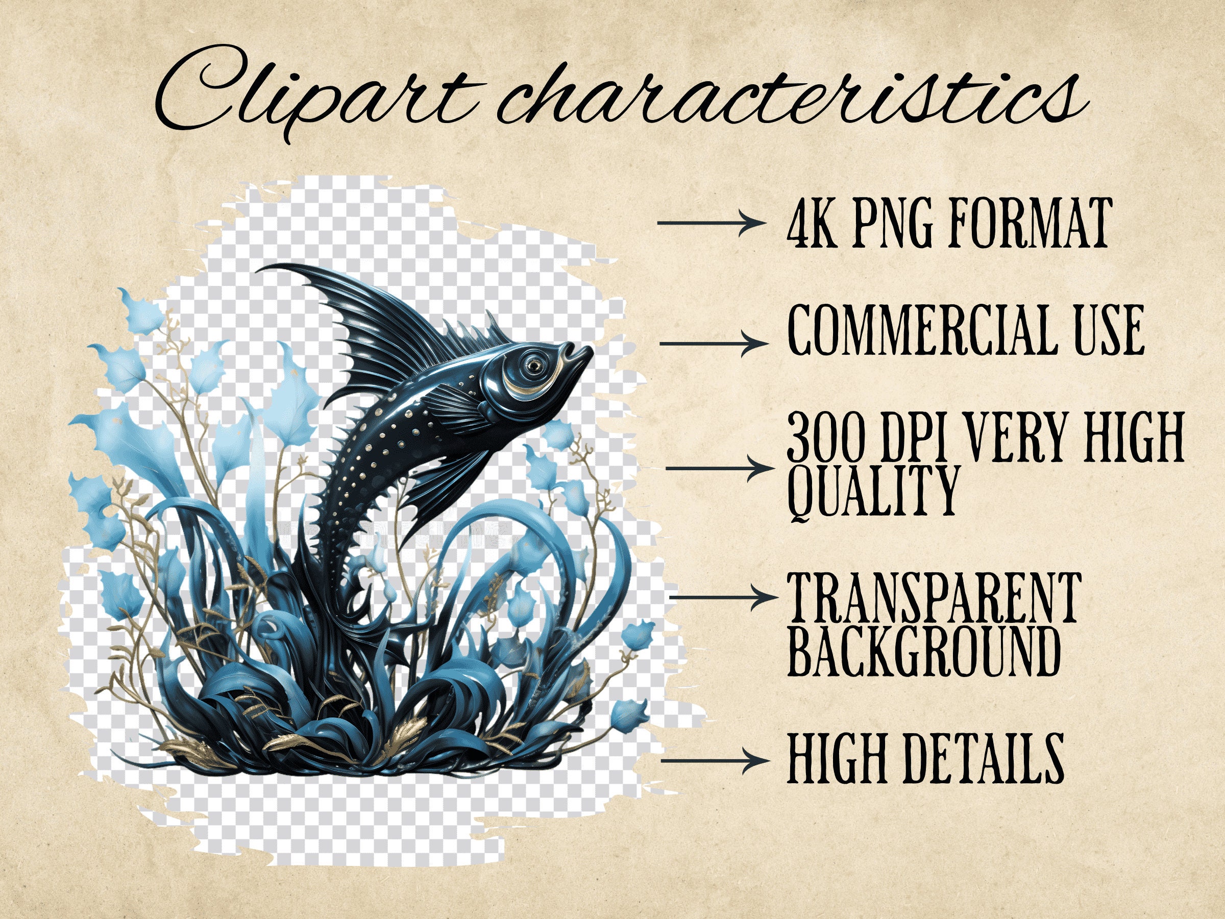 16 Illustartion Metal Fishes Clip Art, High Quality PNG, Fisherman Gift ...