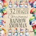 32 Watercolor Rainbow Snowman Christmas Clipart Winter - Etsy