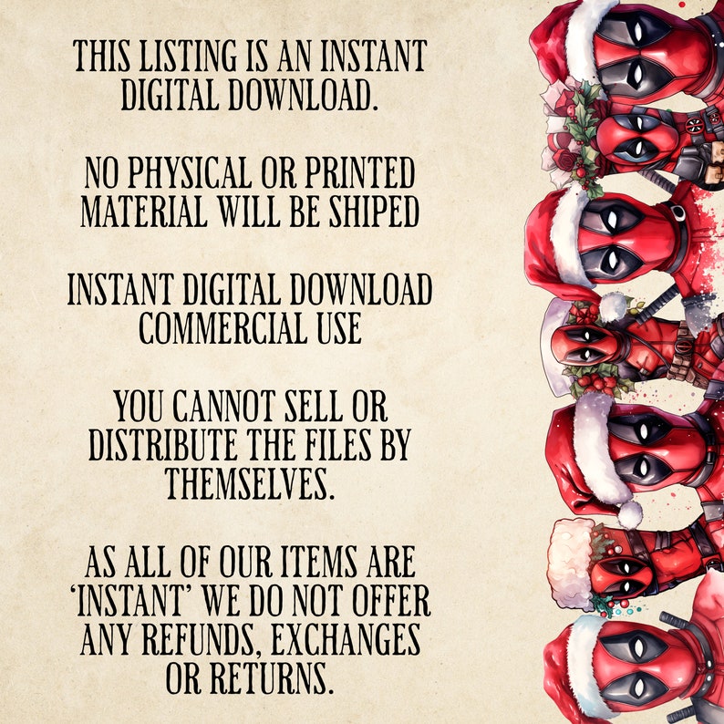 34 Watercolor Christmas Deadpool, Images for Printing, Christmas PNG ...