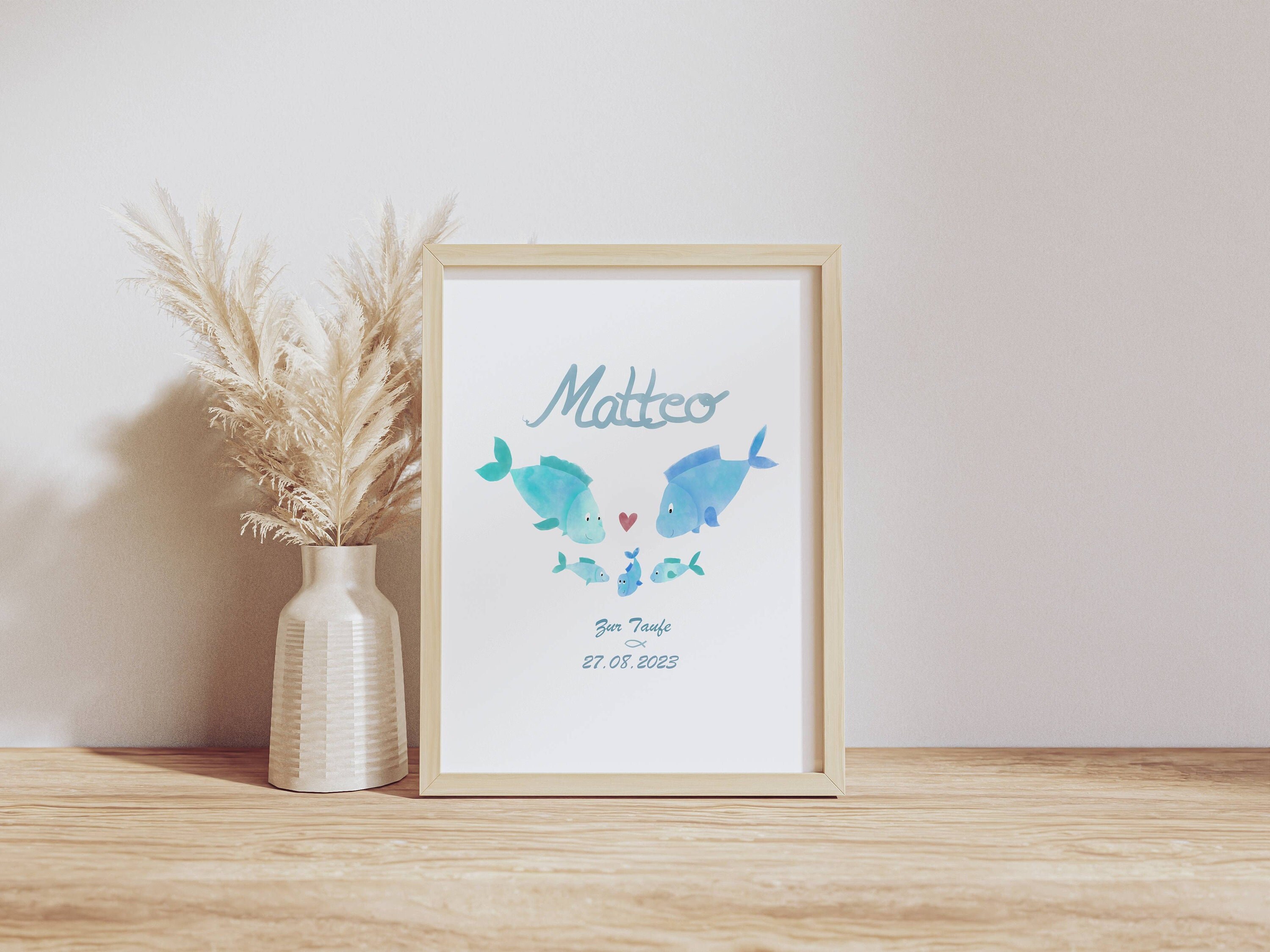 Baptism Poster, Poster Fish, Poster Customizable, A4 Children's Poster ...
