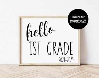 First Grade Sign, Hello First Grade, Back to School Sign, First Day of ...