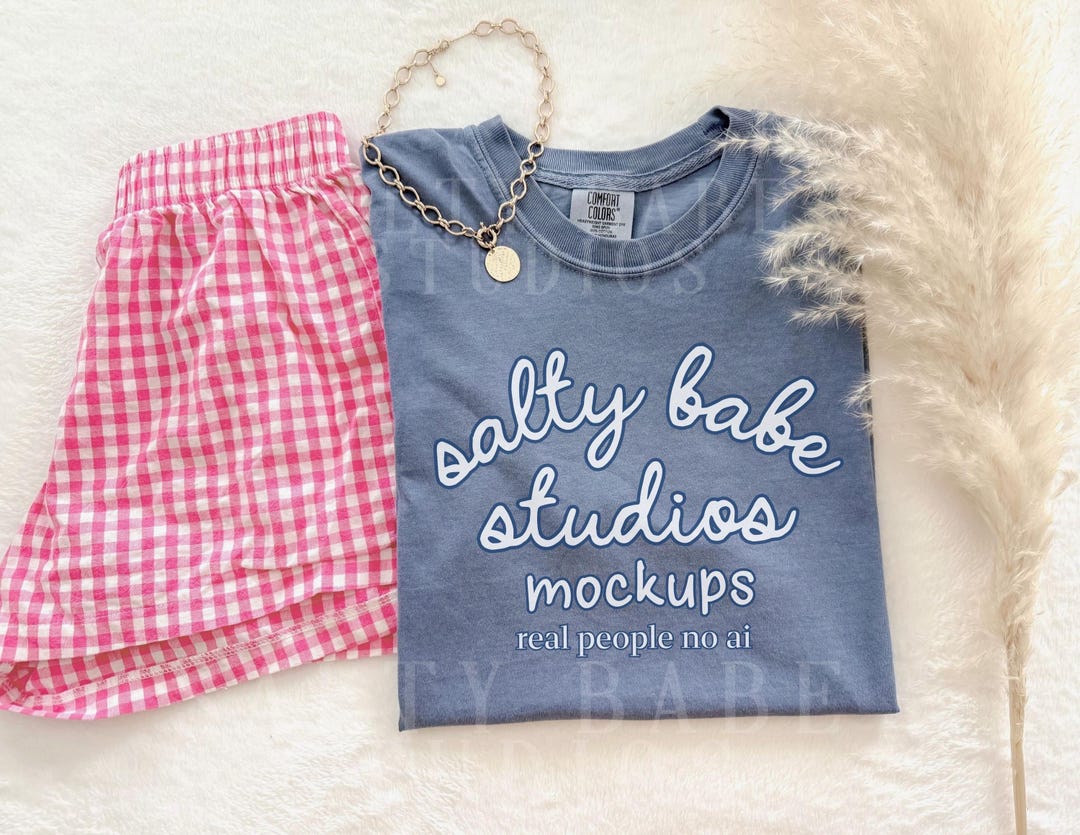 Comfort Colors 1717 Blue Jean Mockup, Comfort Colors T-shirt Mockup ...