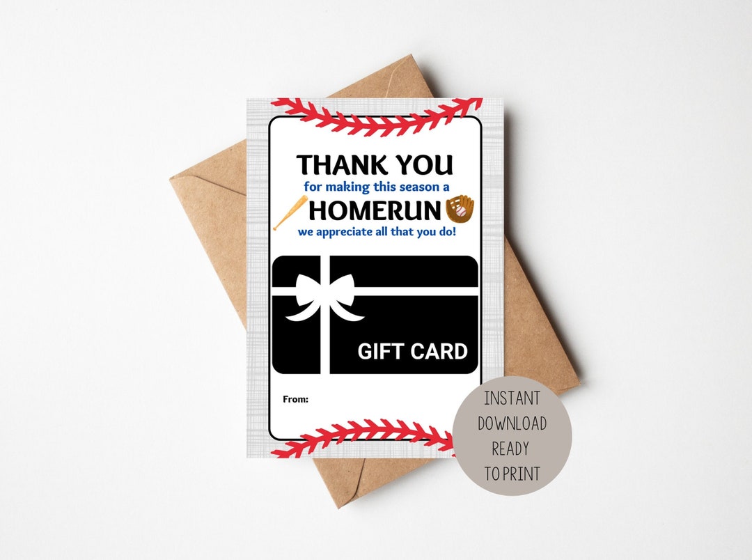 INSTANT DOWNLOAD Printable Baseball Coach Gift Card Holder Gift for ...