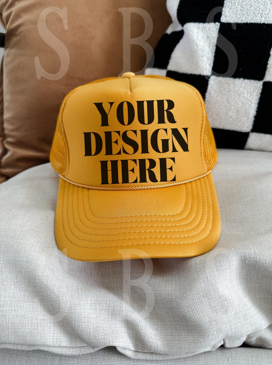 Gold Western Trucker Hat Mockup Gold Otto Cap 5 Panel High Crown Mesh ...