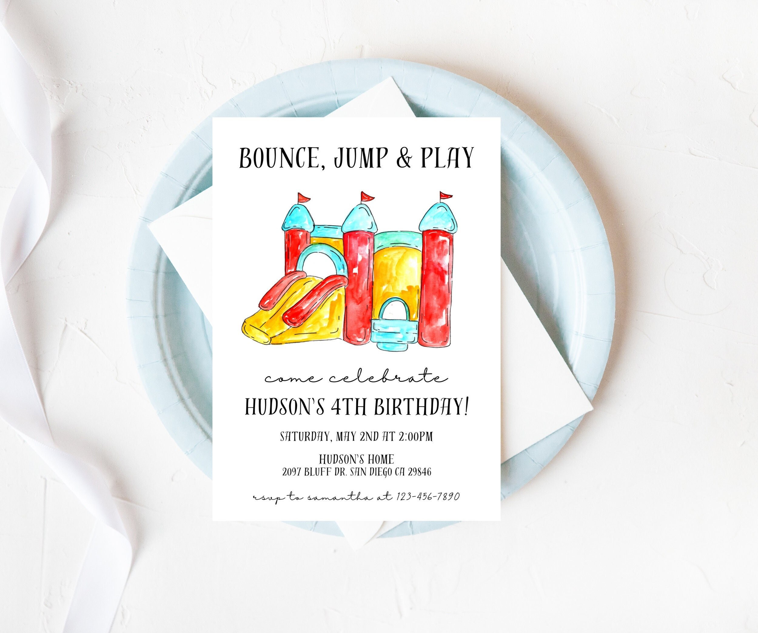 EDITABLE Bounce House Invitation Bounce, Jump and Play Birthday Invite ...