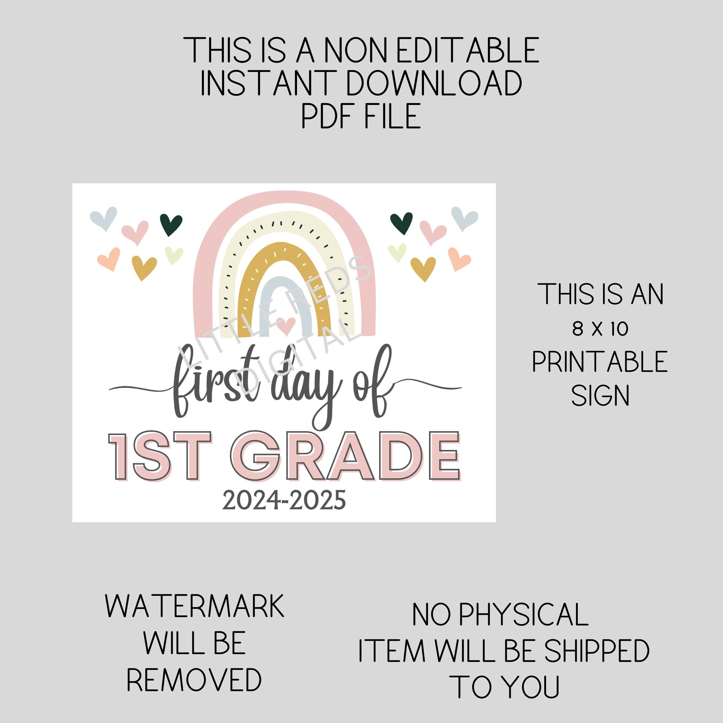 Hello First Grade Sign, Printable Back to School Sign, Back to School ...