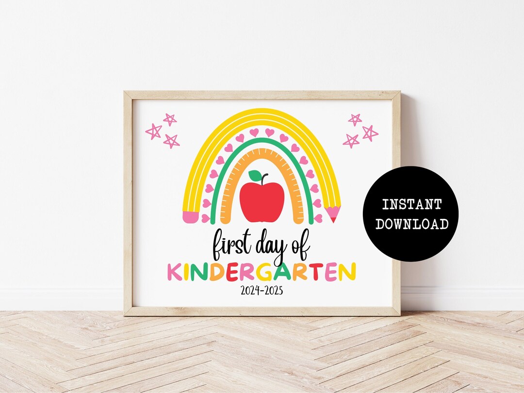 Hello Kindergarten Sign, Printable Back to School Sign, Back to School ...