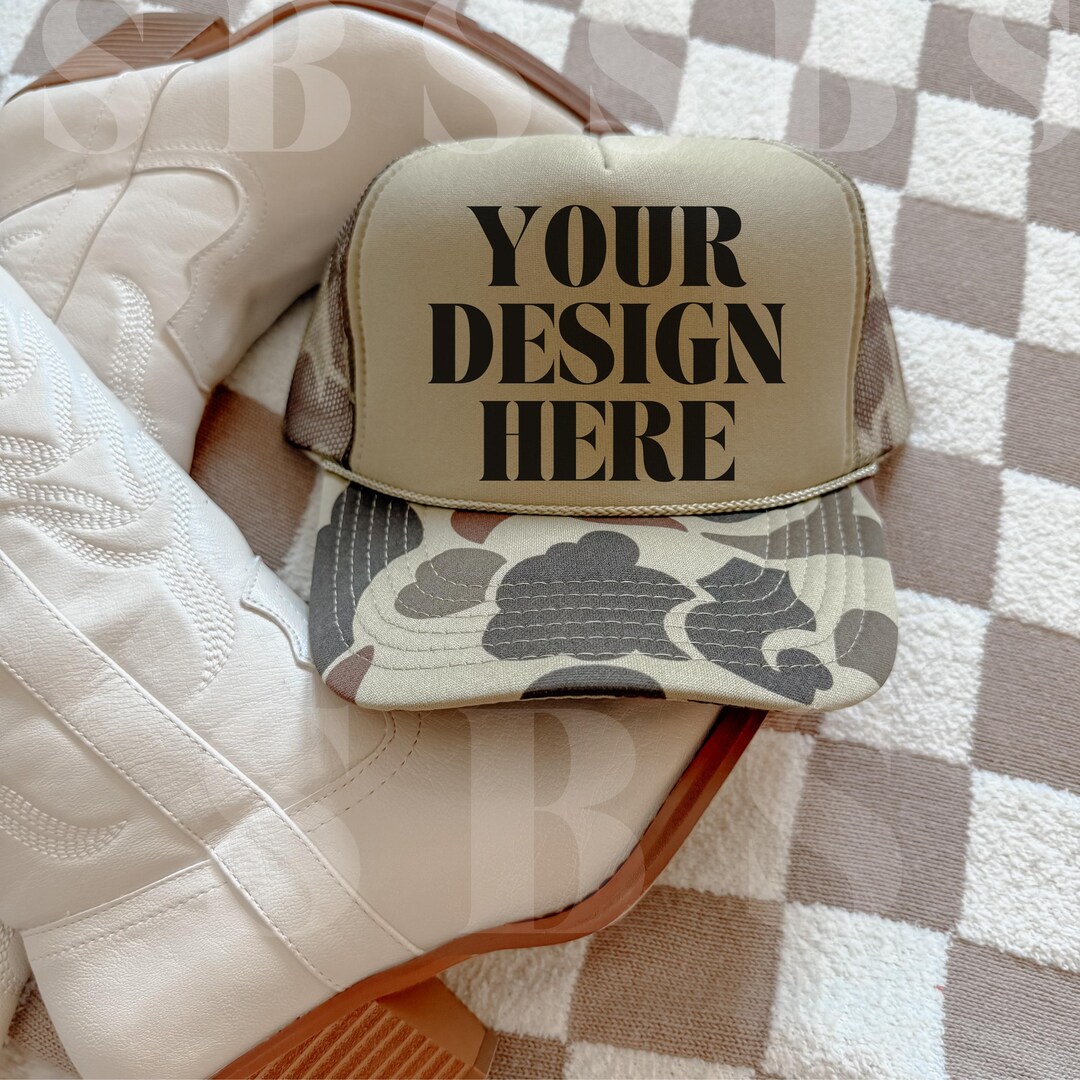 Otto Cap Trucker Hat Mockup Camo Hat Mock Beach Hat Trucker Hat Cap ...