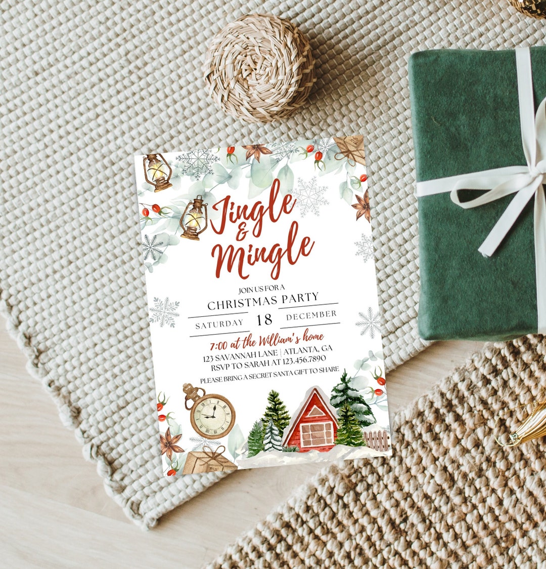 Editable Jingle and Mingle Christmas Party Invitation - Etsy